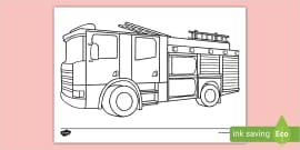 FREE! - Fire Engine with Unwound Hose Colouring | Colouring Sheets