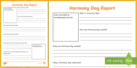 Harmony Day Fact Wheel Worksheet (Hecho por educadores)