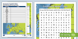 European countries word search- easy to print. - Twinkl