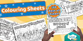 100th Day Surprise – 100 Days Colouring Pages
