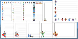 Superhero Writing Frames | Cartoon Borders and Frames Free