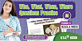 ESL Picture Description: Wh- Questions Pack [Adults, A1-A2]