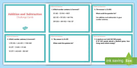 👉 Y5 question cards addition and subtraction world cup football