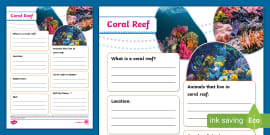 Draw the Coral Reef Worksheet (teacher made) - Twinkl
