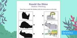 FREE! - Ronald the Rhino Stick Puppets (teacher made)
