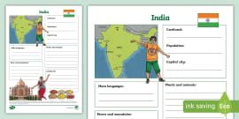 KS1 India Fact File - Geography - Asia (teacher made)