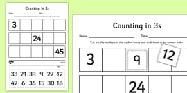 Counting in 3s Dot to Dot Worksheets Animal Themed - Twinkl