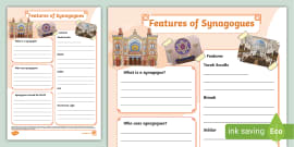 Labelled Synagogue Worksheet - Parts of a Synagogue Resource