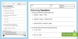 Balancing Equations Worksheet Pack
