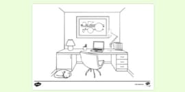 FREE! - House Interior Colouring Sheet | Twinkl Resources