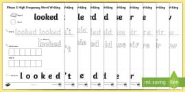 Phase 3 High Frequency Word Sentence Writing Worksheet / Worksheet Pack,