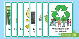 Recycling Bin Labels - Primary Eco Display Resource - Twinkl