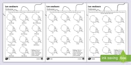 French Colors Worksheet / Worksheet (Teacher-Made) - Twinkl