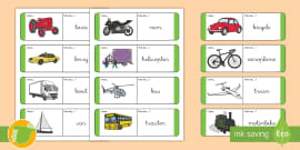 A1 Tarjetas de clasificar: Los transportes en inglés