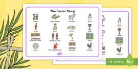 The Easter Story Word Mat - Easter, word mat, writing aid, Easter teaching