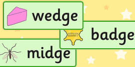 Medial 'j' Word Cards - Phonics Teaching Resource - Twinkl