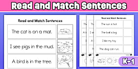Spring Read and Match Sentences Cut and Paste Worksheets