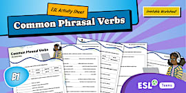 ESL Common Phrasal Verbs Activity Sheet [Kids, A1]