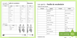 Hobbies Translation Worksheet / Worksheet French