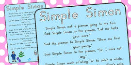 Simple Simon Poster - Pieman Nursery Rhyme | Twinkl - Twinkl