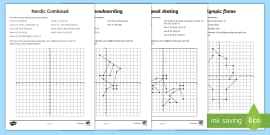 Winter Sports Coordinates in the First Quadrant Worksheets