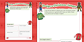 Design a Christmas Jumper Worksheet (teacher made) - Twinkl