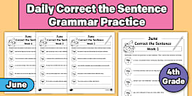 Fourth Grade October Daily Correct the Sentence Grammar