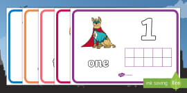 Puppy Ten Frame Counting 1-10 Worksheets - Math - Twinkl