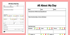 EYFS Daily Diary Record Sheet Pack (teacher made) - Twinkl