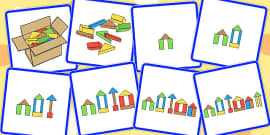 8 Step Sequencing Cards Making a Bird from Blocks - sequencing