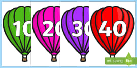 Counting by 5s on Hot Air Balloons (Plain) - Twinkl
