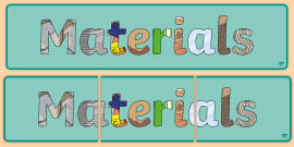 FREE! - Materials Word Wall Pack (teacher made)