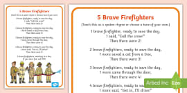 Five Little Firefighters Counting Song Sheet (teacher made)