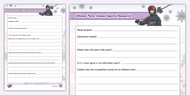 Winter Games and Para-Games Sports Word Search - Twinkl