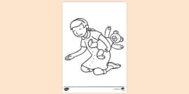 FREE! - child kneeling on one knee Colouring | Colouring Sheets