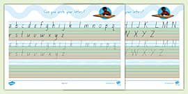 Ground Grass Sky Upper and Lowercase Alphabet Strip - alphabet