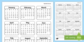 Mini Calendar Tabs 2023 and 2024 (teacher made) - Twinkl