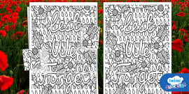 Lest We Forget Poem Colouring Page (teacher made) - Twinkl
