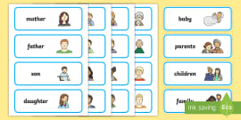 Family Members in English Flashcards (teacher made)