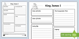 King James I Fact File Template (teacher made) - Twinkl