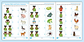 Auslan Animals Matching Activity