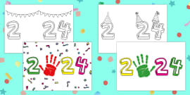 New Year Craft - Handprint 2024 Activity (teacher made)