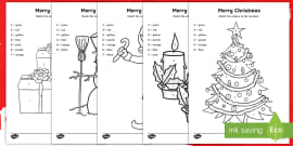 Spanish Merry Christmas Colour By Number Worksheet - Twinkl