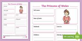 FREE! - Princess of Wales Fact File Template (teacher made)