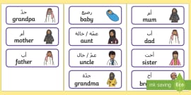 Emotions Word Cards Arabic/English (teacher made) - Twinkl