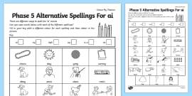 Alternative Spelling For ai Sound Worksheet / Worksheet - Alternative ...