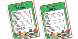 Restaurant Role Play Children's Menu (teacher made) - Twinkl