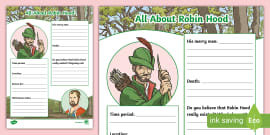 Robin Hood Word Cards (teacher made)
