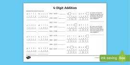 Addition with 6 Digit Numbers Worksheet / Worksheet - Twinkl