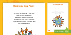 Harmony Day Acrostic Poem (teacher made) - Twinkl